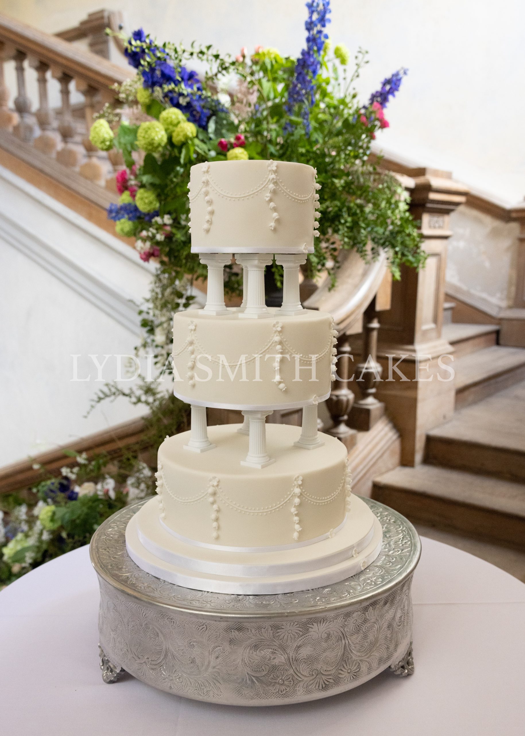 Three Tier separated with Pillars and Royal Icing detail - Lydia Smith ...